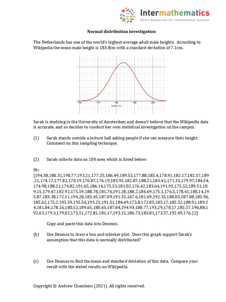 Normal Distribution Investigation | PDF | Histogram | Data Analysis