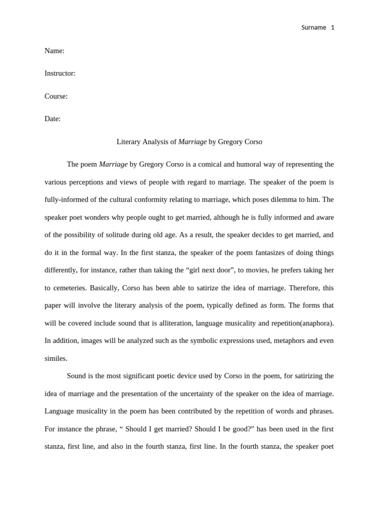 Marriage by Gregory Corso | PDF | Poetry