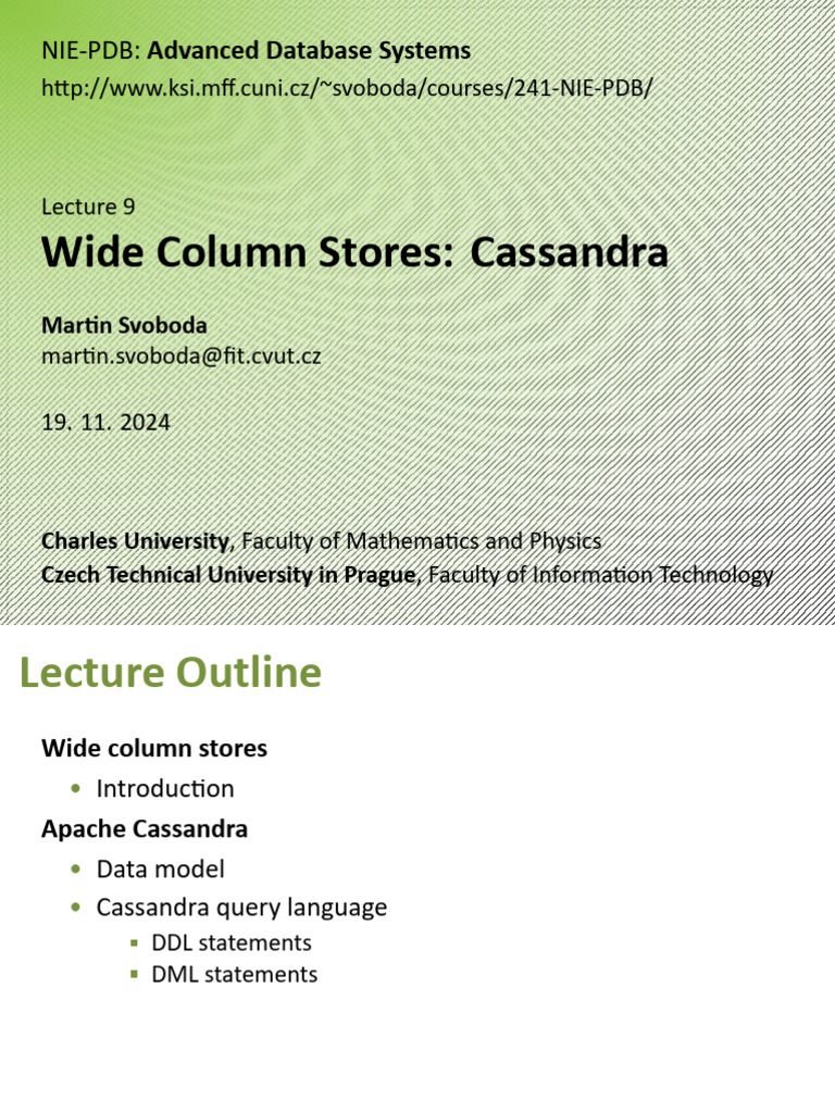 Lecture 7 - Wide Column Stores - Part 1 | PDF | Data Type | Table (Database)