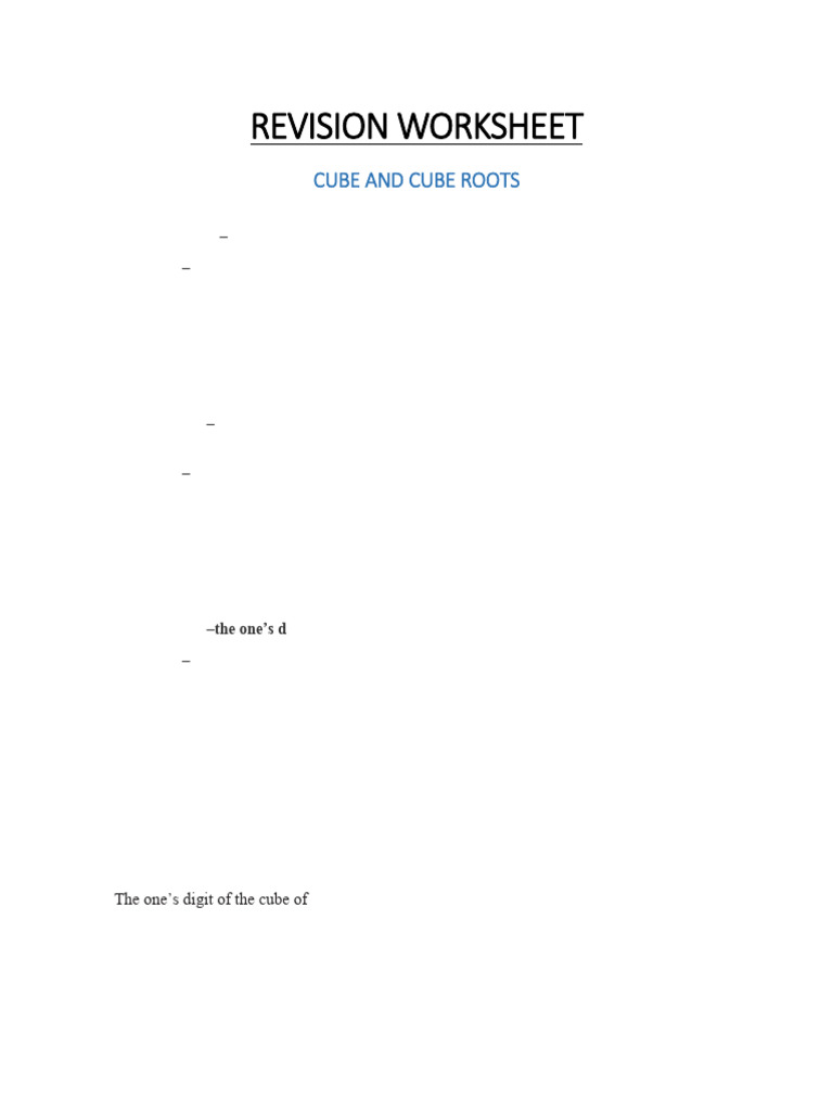 Cube & Cube Roots Practice | PDF | Numbers | Ratio