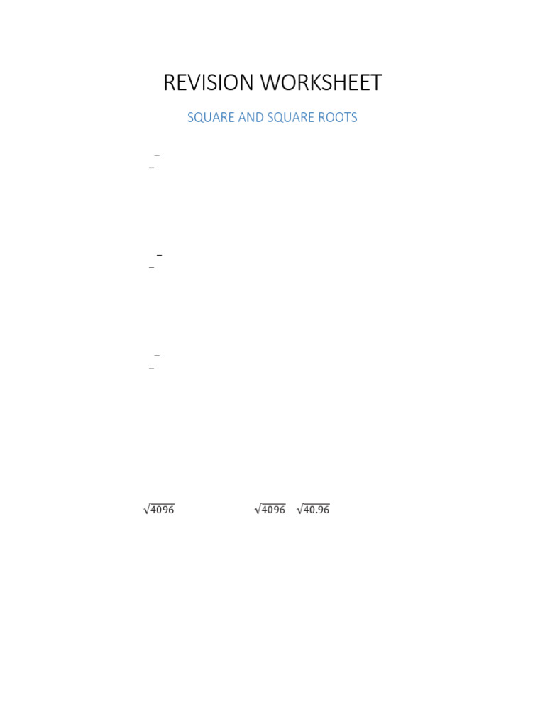 Square Roots and Perfect Squares Worksheet | PDF | Numbers | Exponentiation