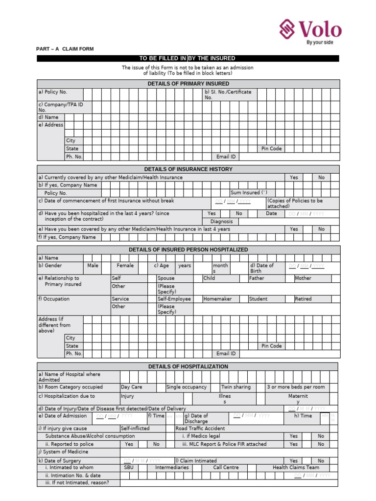 Claim Form - Part A & B | PDF | Health Care | Medicine