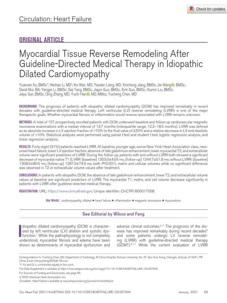 Xu Et Al 2020 Myocardial Tissue Reverse Remodeling After Guideline ...