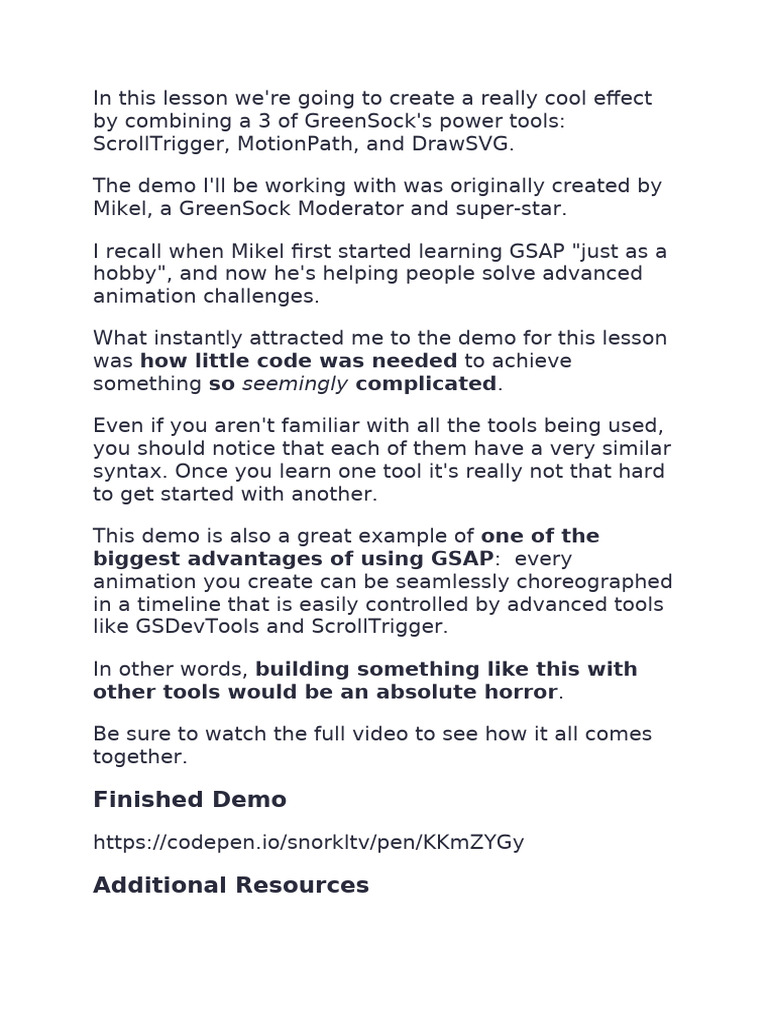 GSAP Animation with ScrollTrigger & SVG | PDF