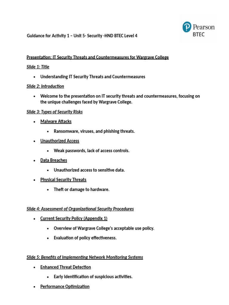 Activity 1 Presentation Security Threats And Countermeasures Pdf