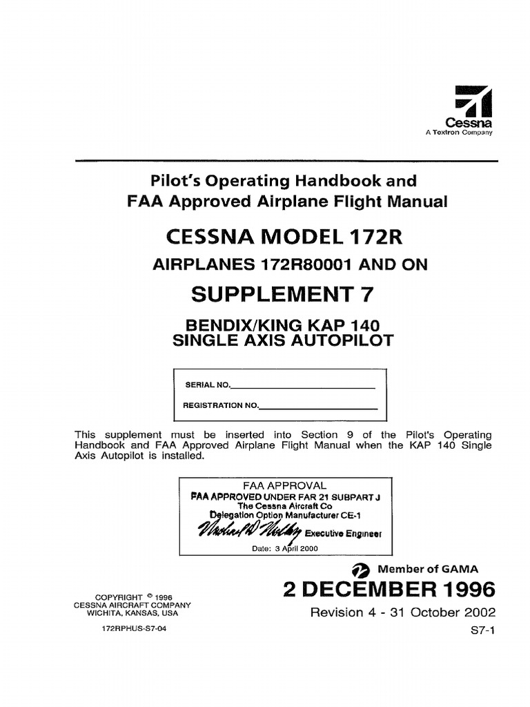 Supplement 7 - KAP 140 Single Axis Autopilot | PDF