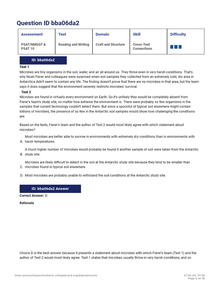 SAT Suite Question Bank - Results 11 | PDF | Antarctica | Microorganism