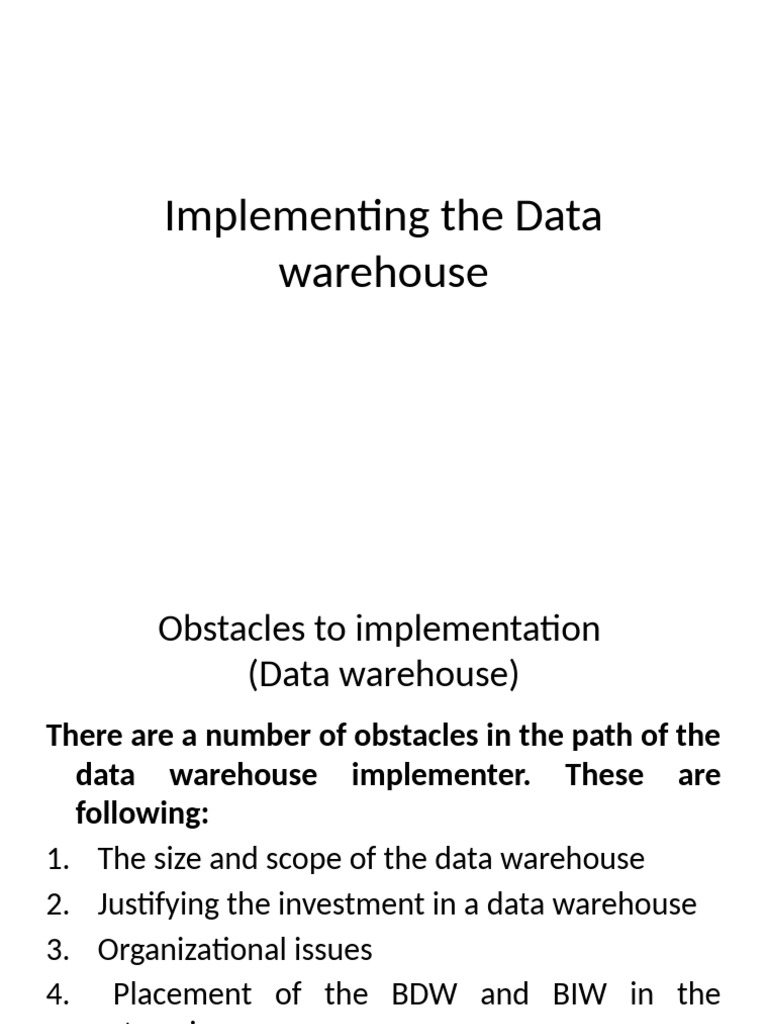 Unit-2 Implementing the Data Warehouse | PDF