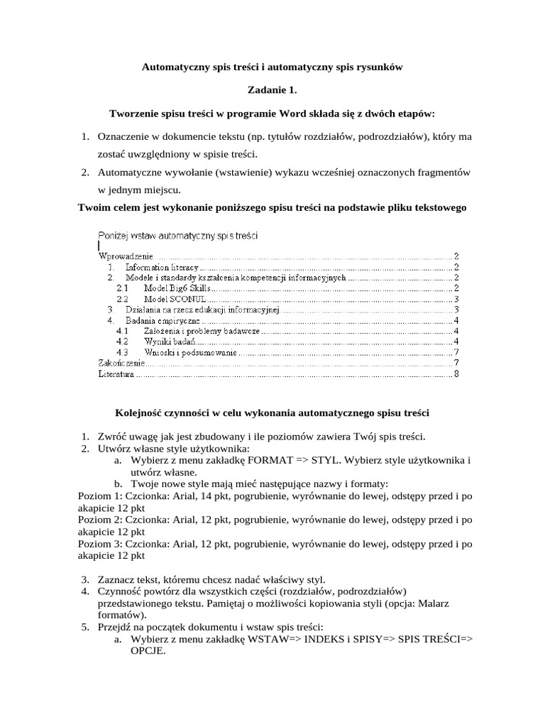 2 POLECENIA DO PLIKU NR 2 Spis Treści I Spis Ilustracji Oparty Na Stylach | PDF