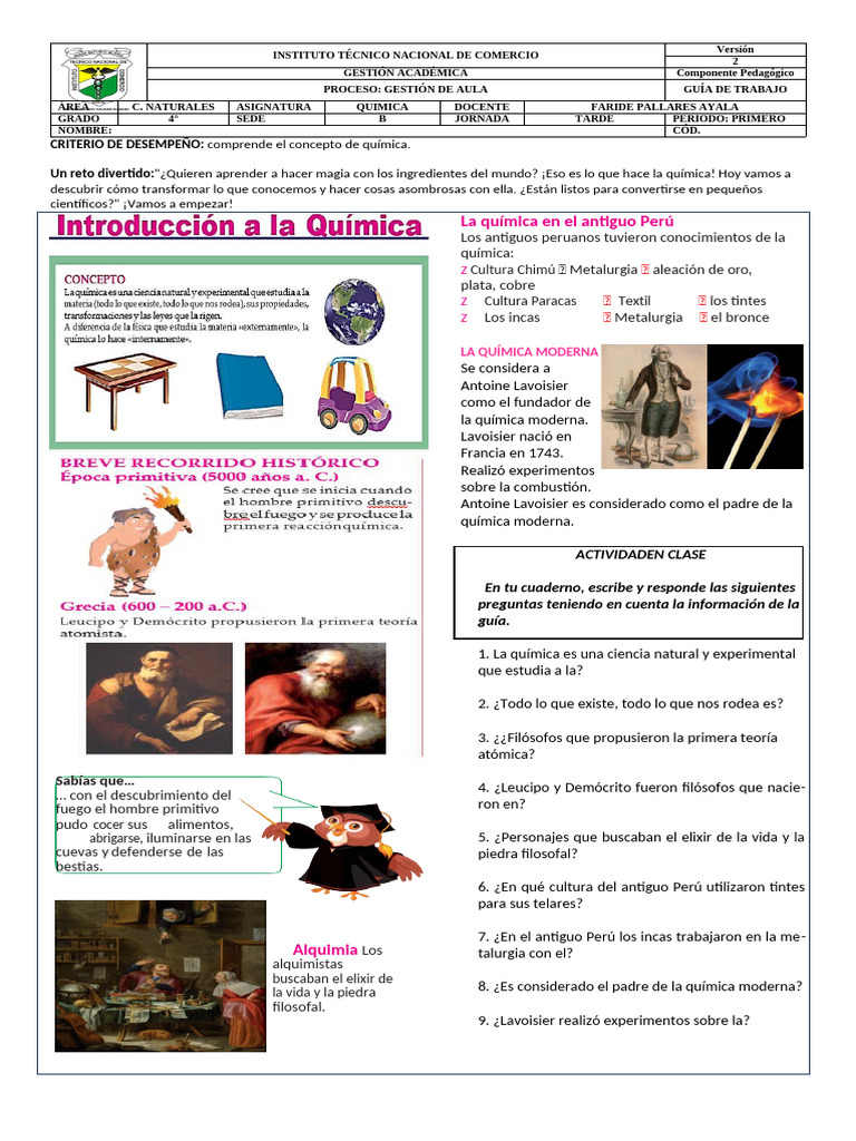 Introducción a la Química para 4° Grado | PDF | Química | Alquimia