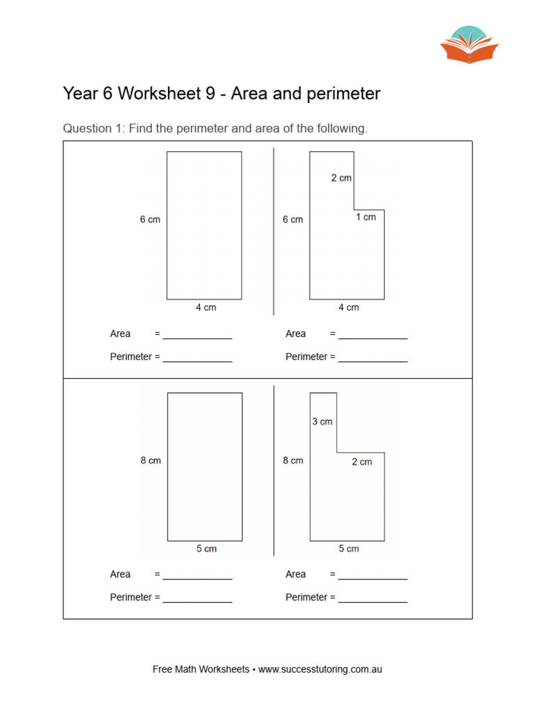 Year 6 Area and Perimeter Worksheet | PDF | Area | Length