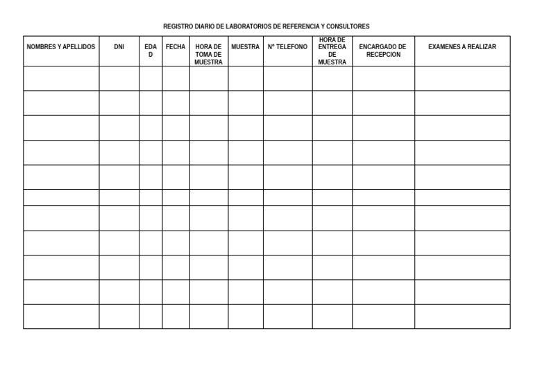Registro Diario de Laboratorios Médicos | PDF