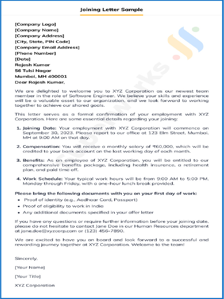 A-Comprehensive-Joining-Letter-Sample | PDF