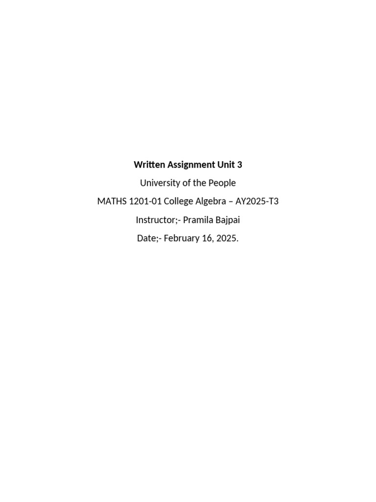 MATHS 1201 Written Assignment Unit 3 | PDF | Function (Mathematics ...