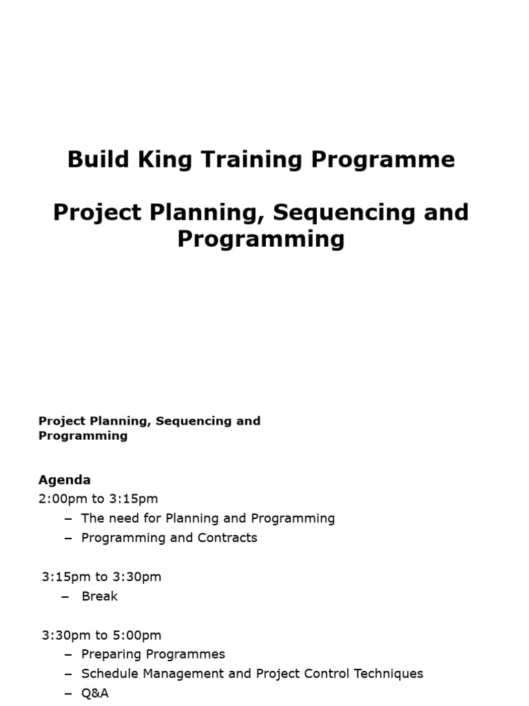 Project Planning, Sequencing and Programming | PDF
