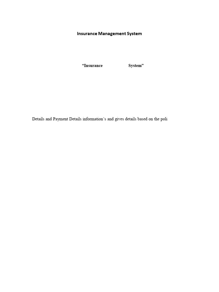Insurance Management System Overview | PDF