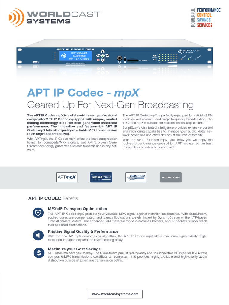 Apt Ip Codec Mpx Brochure en 2024 1 | PDF | Codec | Data Compression