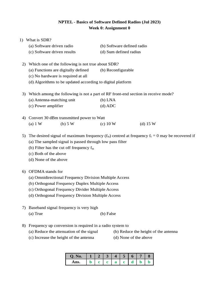 NPTEL BSDR - Assignment 0 | PDF