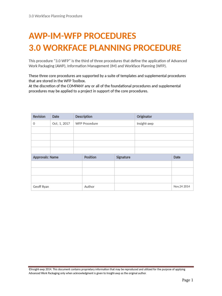 3 Workface Planning Procedure Insight AWP 2017 | PDF | Project ...