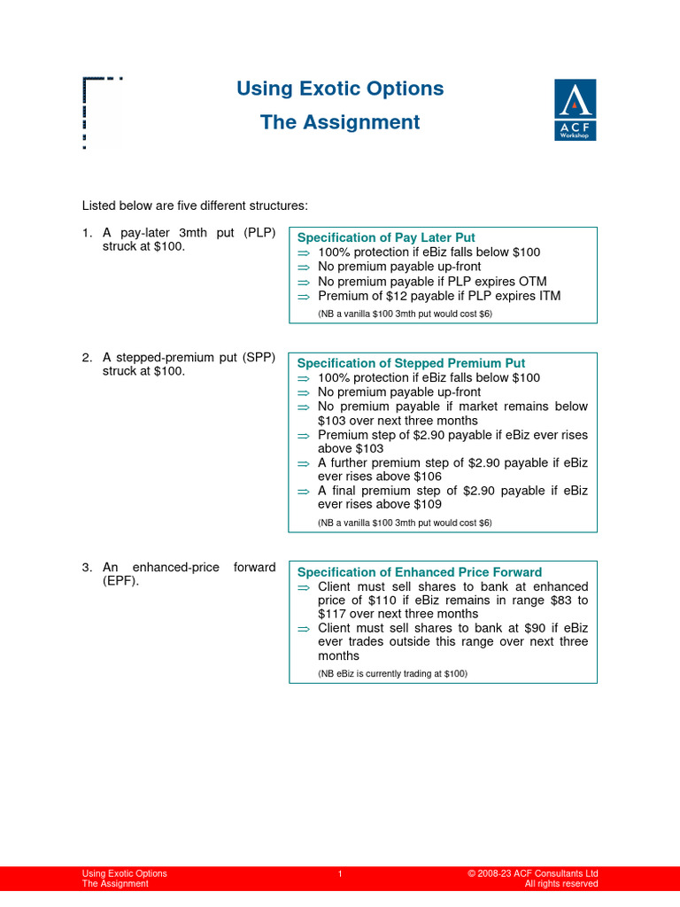 Exotic Options Strategies Explained | PDF | Financial Markets ...