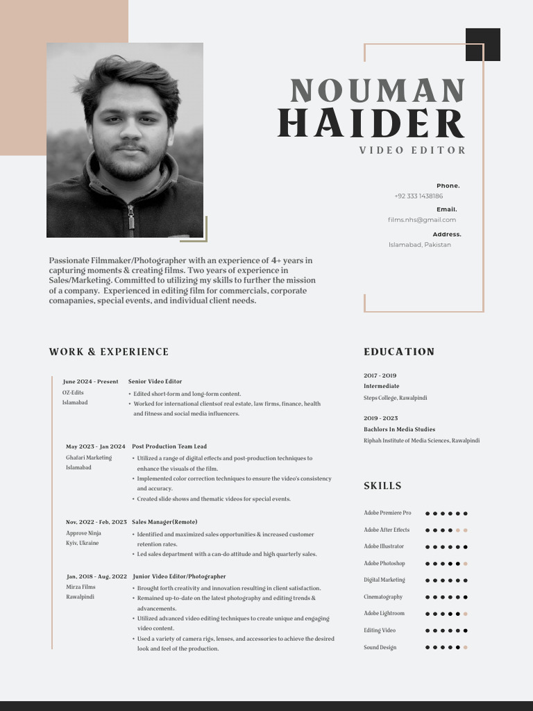 Nouman CV | PDF | Editing