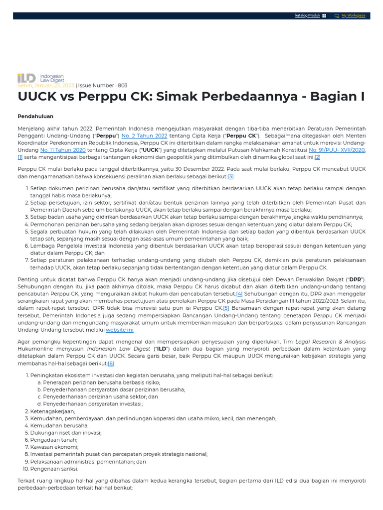 UUCK vs Perppu CK_ Simak Perbedaannya - Bagian I - Hukumonline.com | PDF