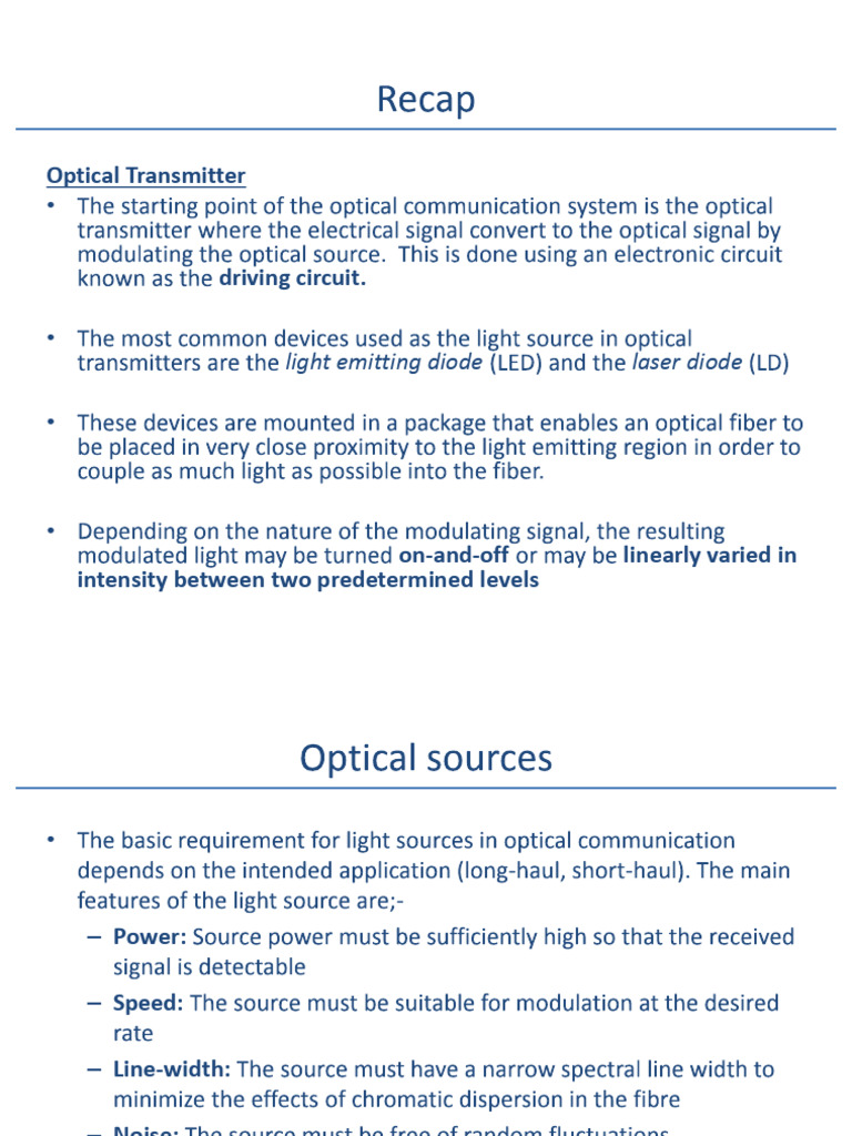 Optical Transmitter and Detector Overview | PDF