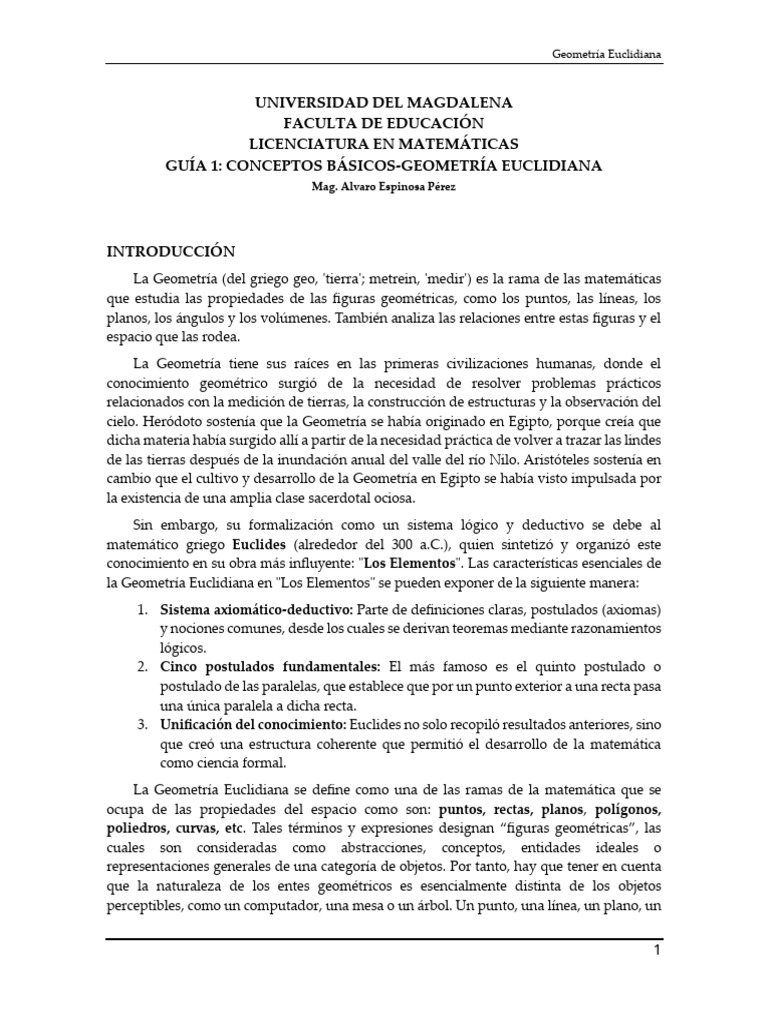 Guía Básica de Geometría Euclidiana | PDF | Geometría | Geometría euclidiana