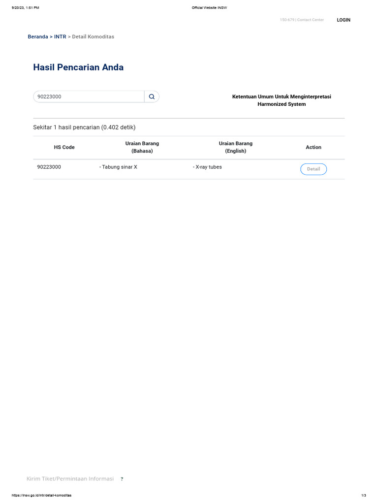 Official Website INSW HS Code 90223000 | PDF