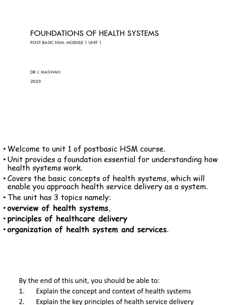 Foundations of Health Systems Overview | PDF | System | Health Human ...