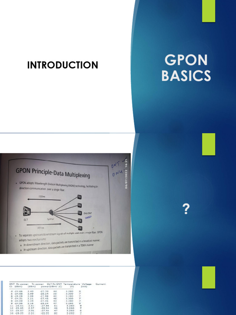 GPON Basics and Terminologies Guide | PDF