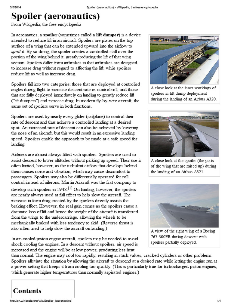 Understanding Aircraft Spoilers and Lift | PDF | Aviation | Aircraft