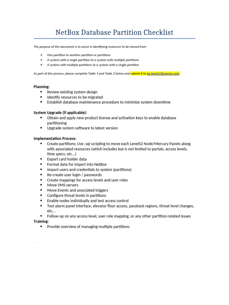 Partition - Migration - Conversion Checklist - 5 - 12 - 23 | PDF ...