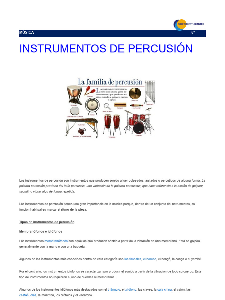 Instrumentos de Percusión: Tipos y Ejemplos | PDF | Tambor | Tecnología ...