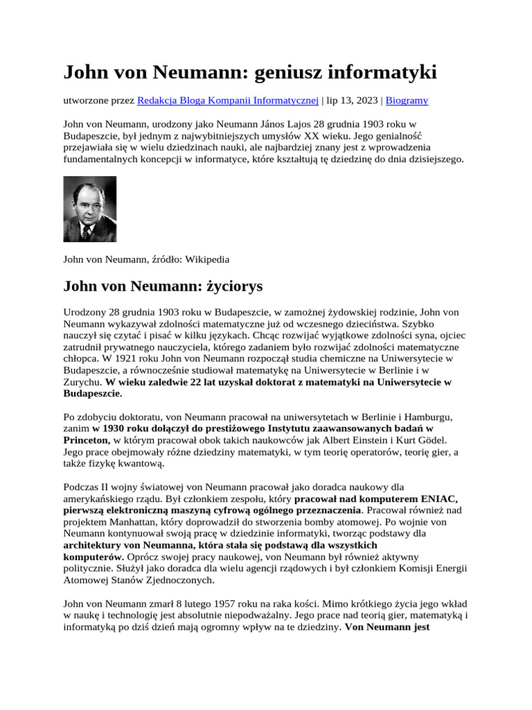 John Von Neumann | PDF