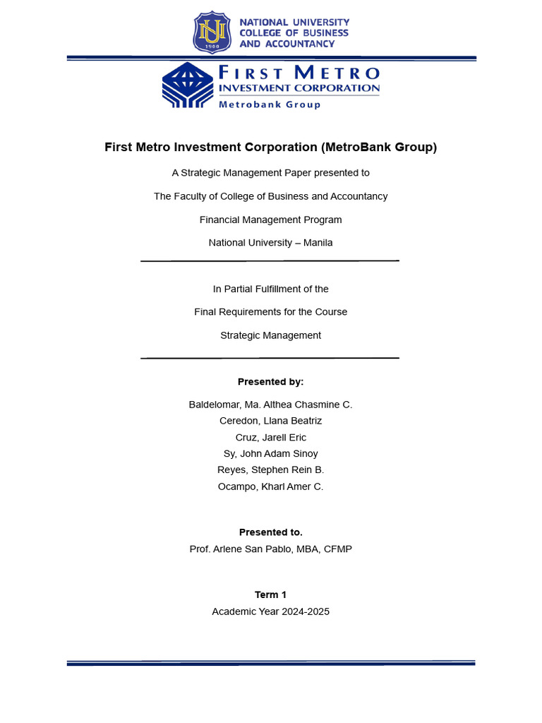 Strategic-Management-First-Metro-Investment-Corporation | PDF ...