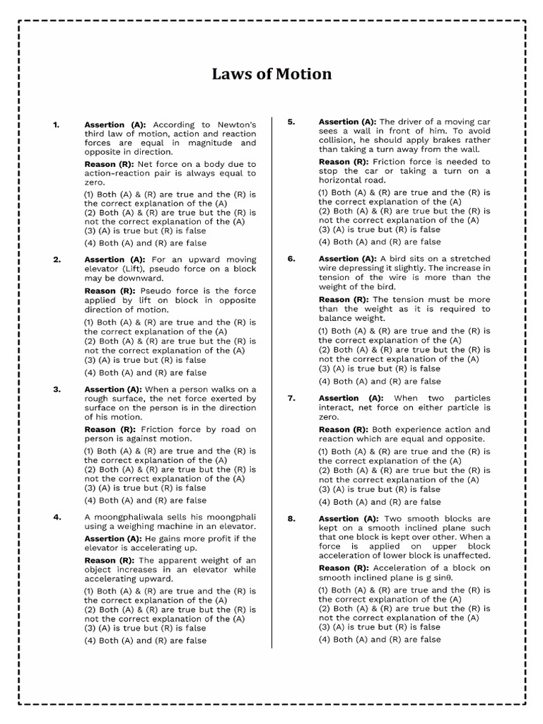 Laws of Motion A & R | PDF