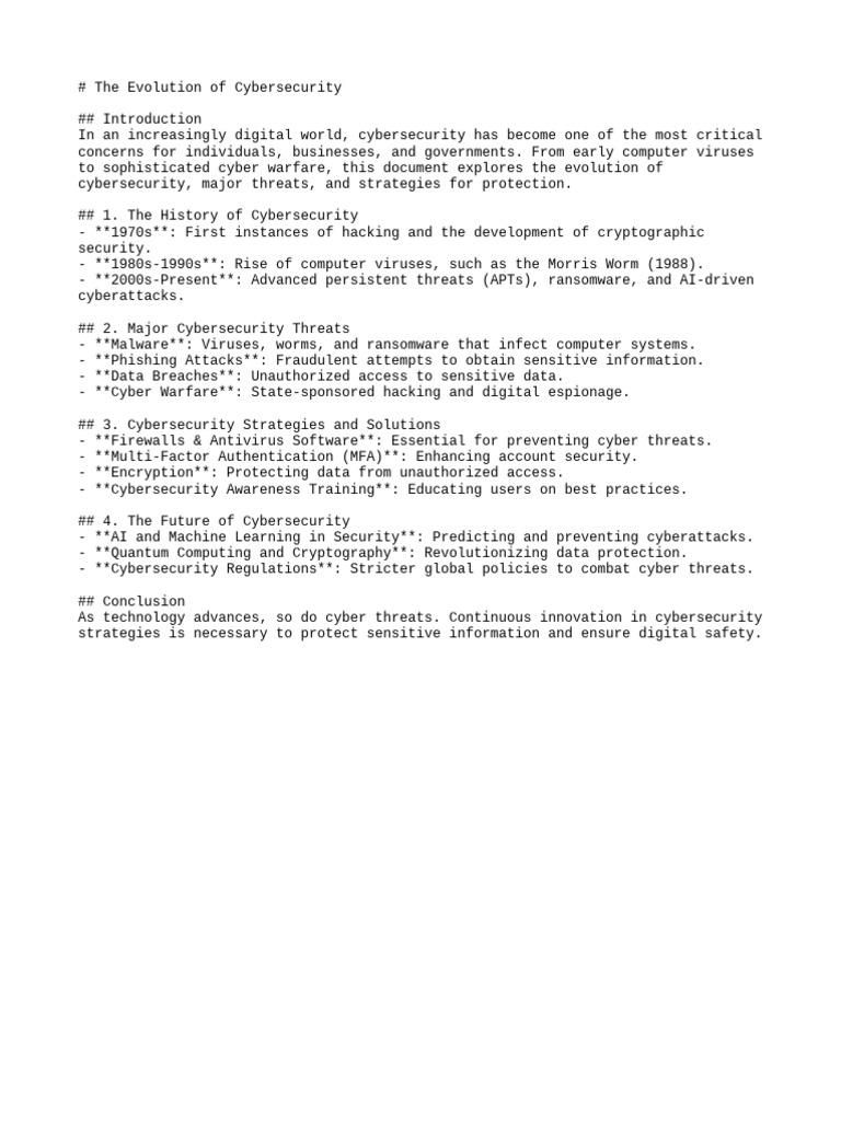 Cybersecurity Evolution & Strategies | PDF