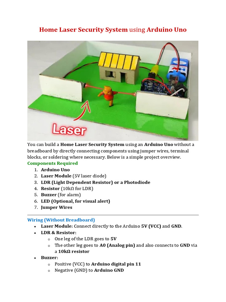 Home Laser Security System | PDF | Arduino | Electrical Components