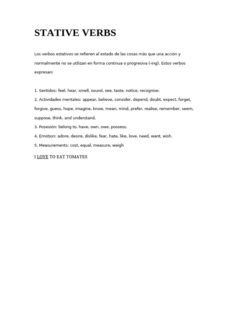 Stative Verbs | PDF