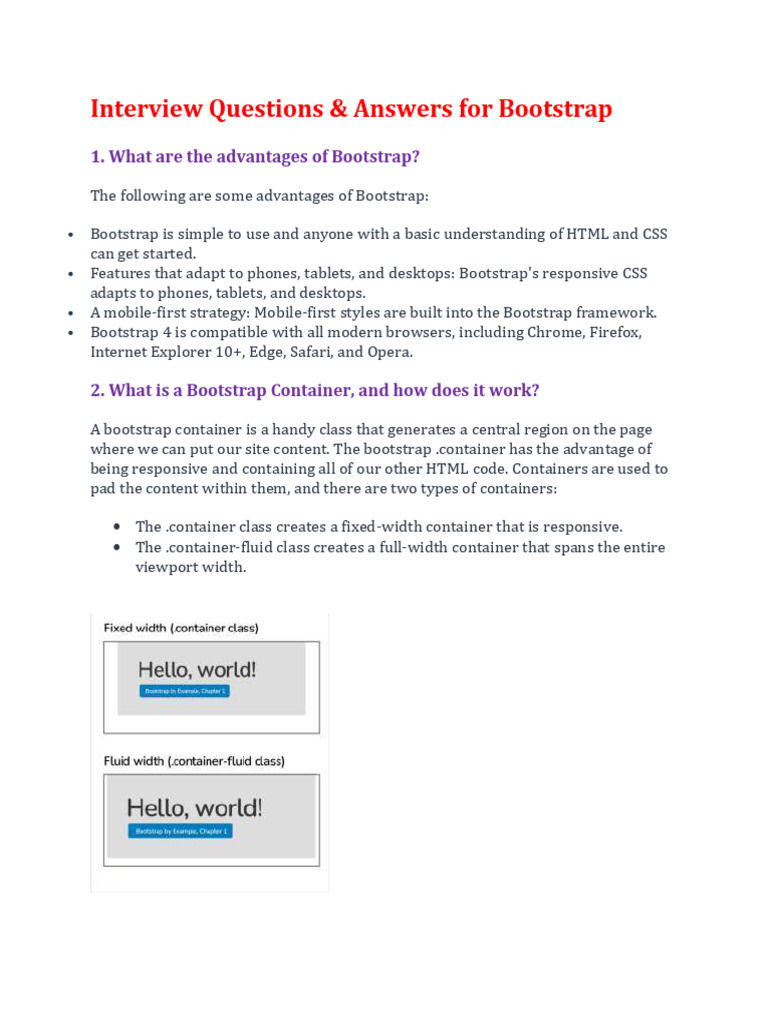 Interview Ques & Ans For Bootstrap | PDF | Bootstrap (Front End Framework) | Responsive Web Design