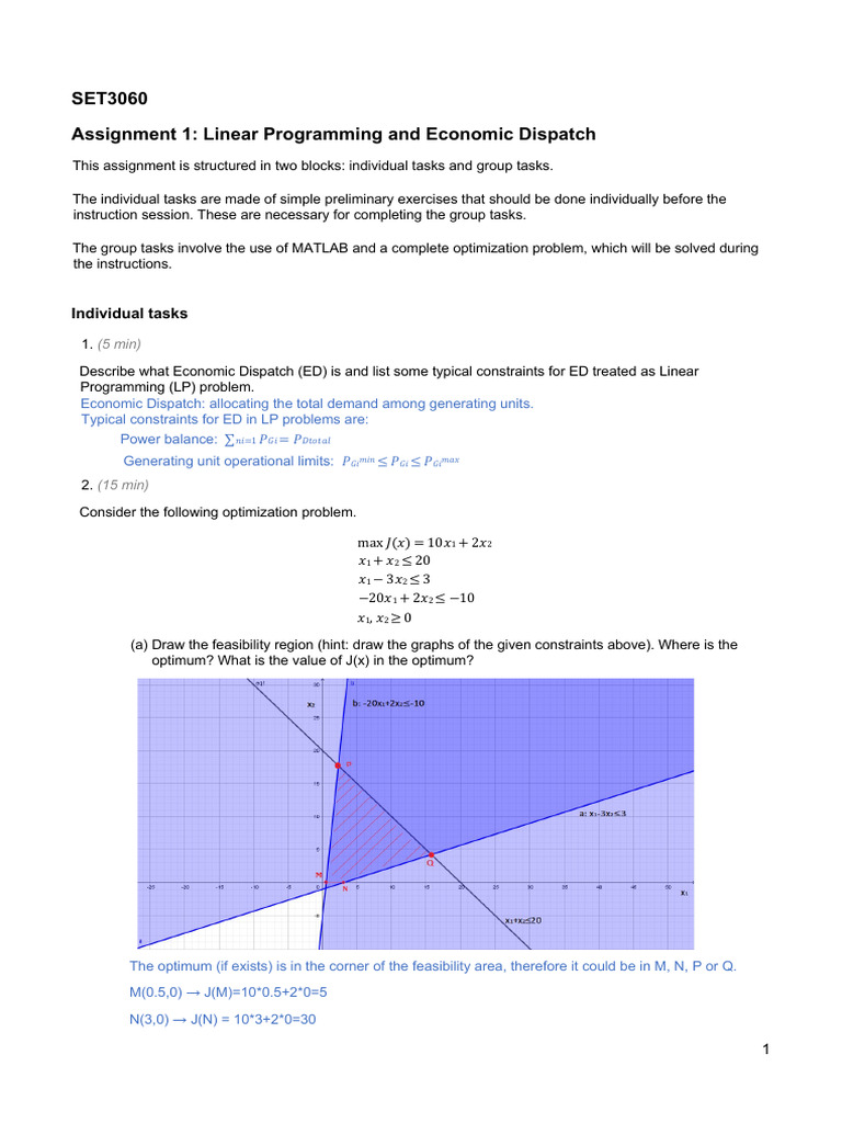 01 - Assignment - LP - Answers - SET3060 | PDF | Mathematical Optimization | Mathematical Analysis