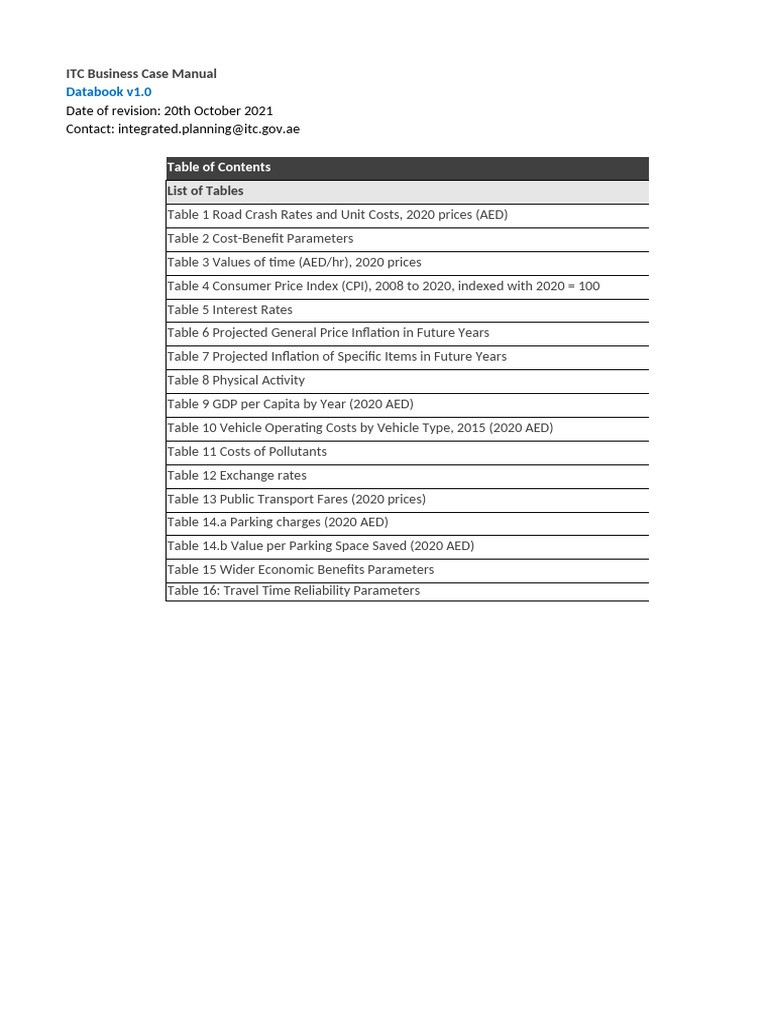 AD ITC Business Case Manual Databook v1.0 | PDF | Light Rail | Inflation