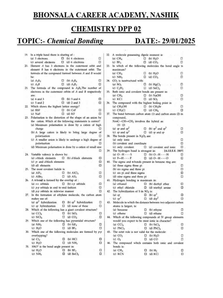 Chemical-Bonding_DPP 02 | PDF