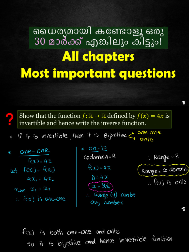 Plus Two Maths Model Exam Important Questions | PDF