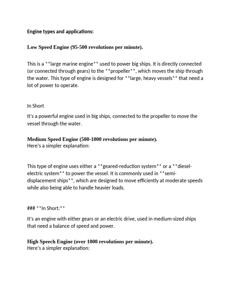 Enginen Types and Applications Note | PDF | Engines | Horsepower