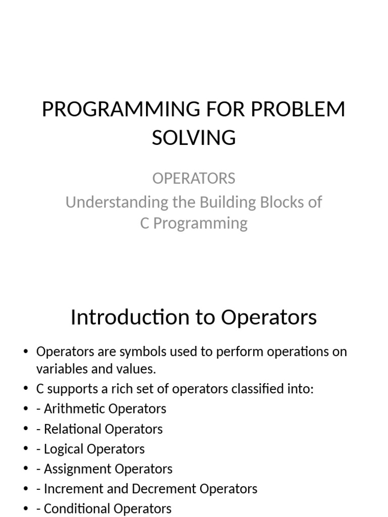 Operators in C Language | PDF