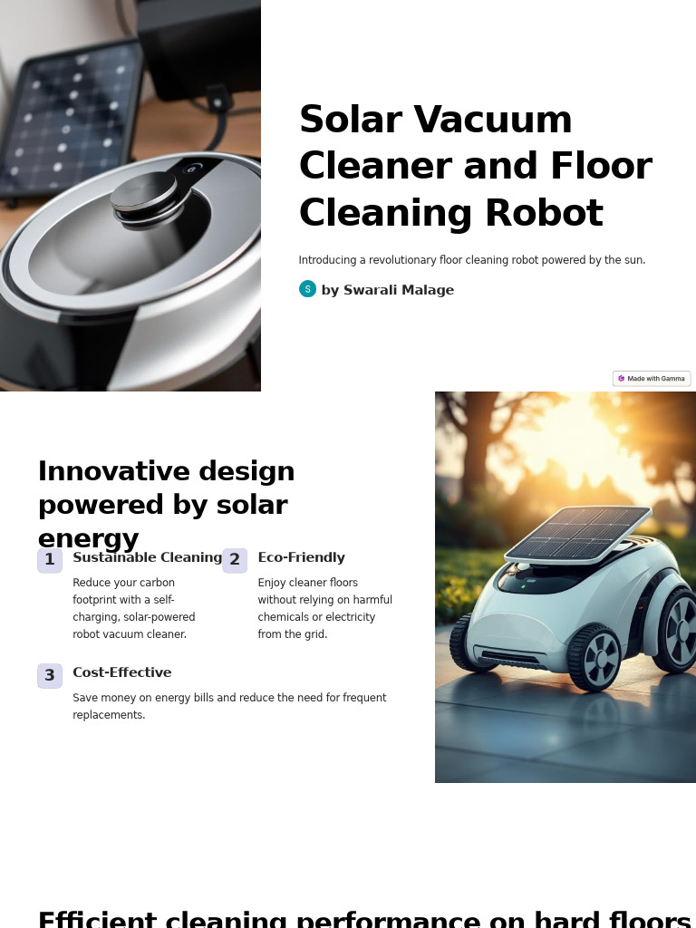 Solar Vacuum Cleaner and Floor Cleaning Robot | PDF