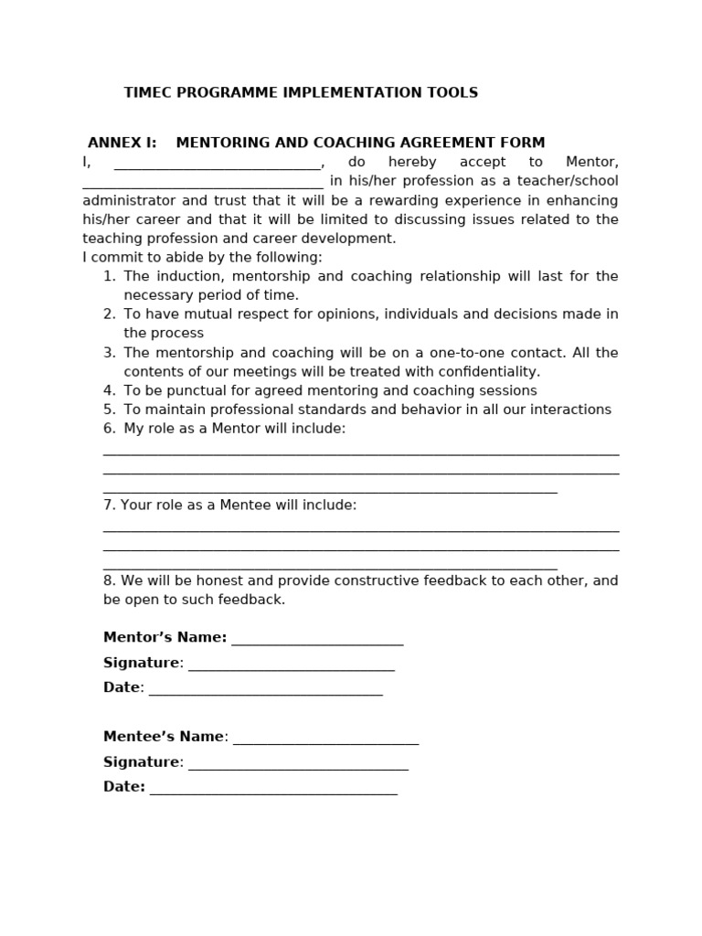 TIMEC Programme Mentorship Tools | PDF | Mentorship | Business