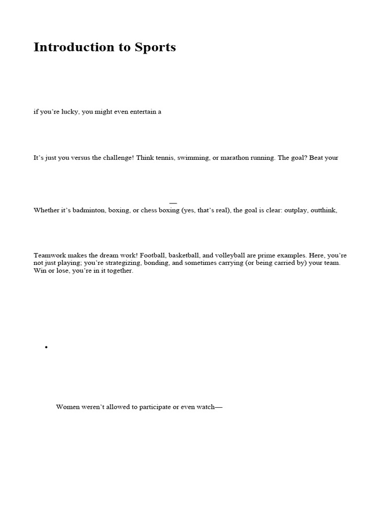 Overview of Sports and Their History | PDF | Olympic Games | Sports